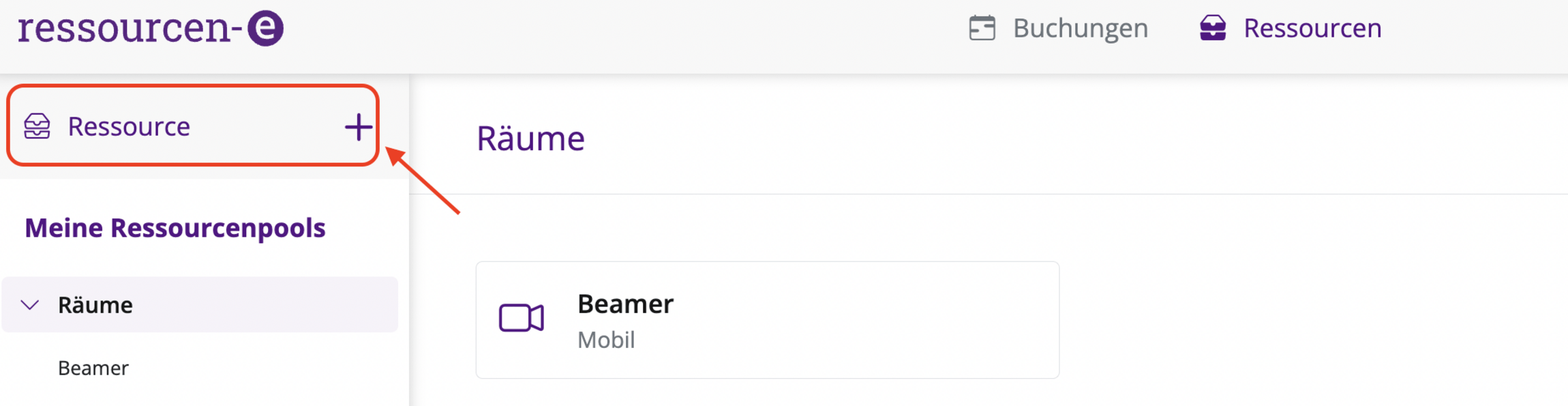 ressourcen-e Lernen – Ressourcen verwalten